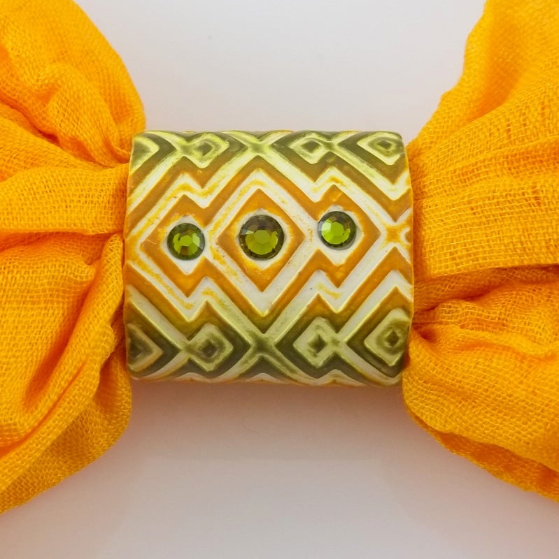 Tube Scarf Slide - Diamond Pattern - Golden Yellow and Olive Green | 2 ...