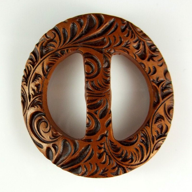 Tooled Leather Scarf Buckle - Small | 2 Good Claymates