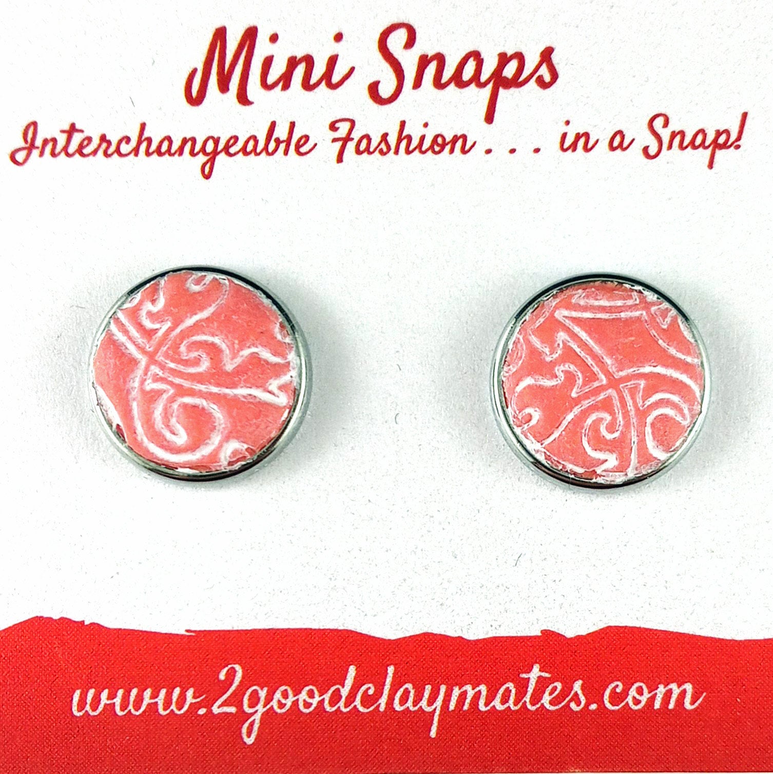Mini Snaps - Peach Pink - Assorted Styles | 2 Good Claymates