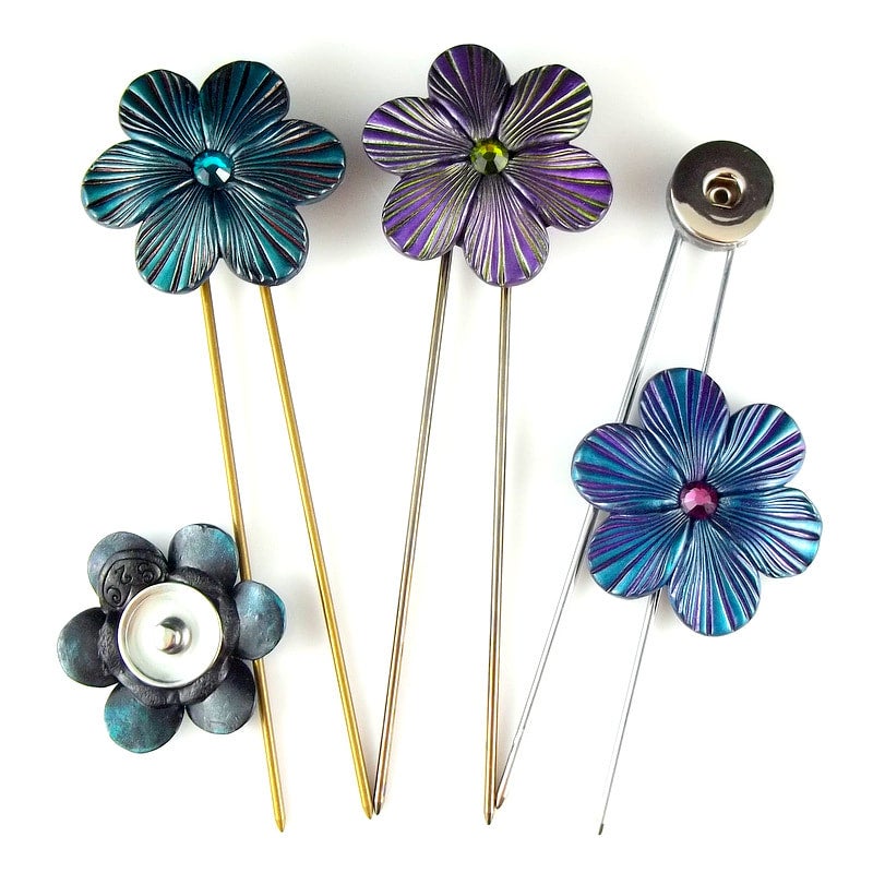 Large Sculpted Jewel-tone Flower Snap - Assorted Colors | 2 Good Claymates