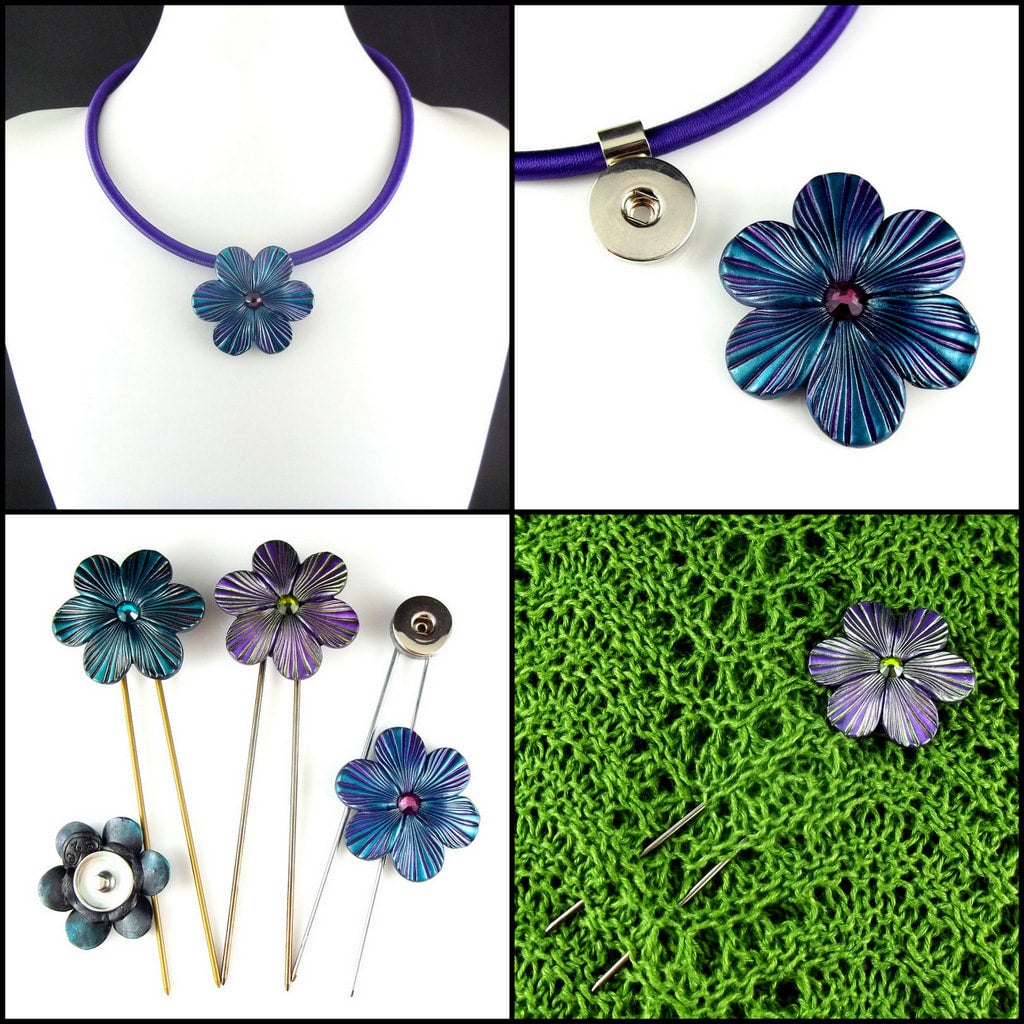 Large Sculpted Jewel-tone Flower Snap - Assorted Colors | 2 Good Claymates