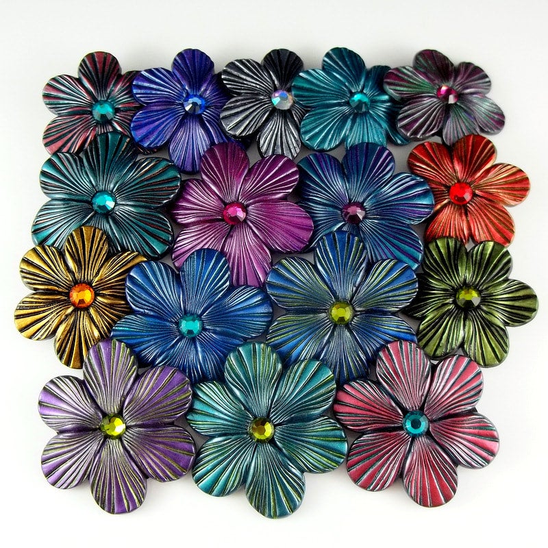 Large Sculpted Jewel-tone Flower Snap - Assorted Colors | 2 Good Claymates