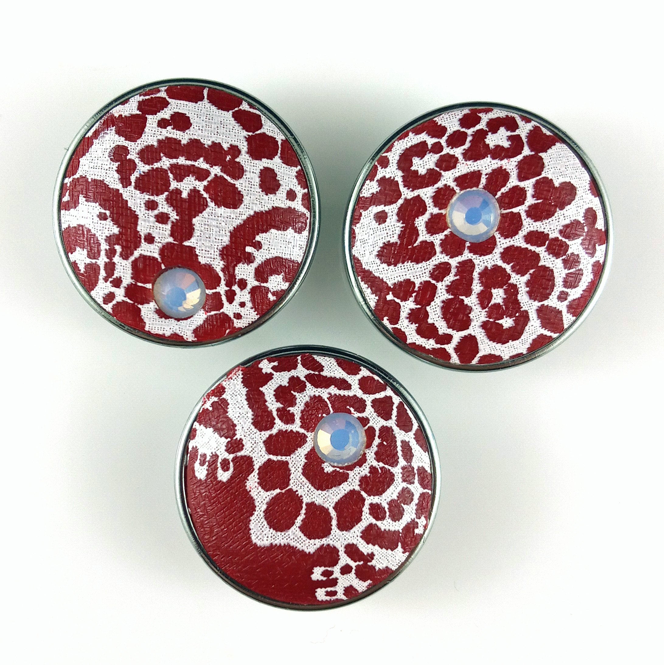 Wine Red and White Lace Print Snaps - Assorted Styles | 2 Good Claymates