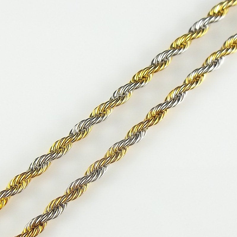 Twisted Rope Necklace Chain - Stainless Steel with Gold Mix | 2 Good ...